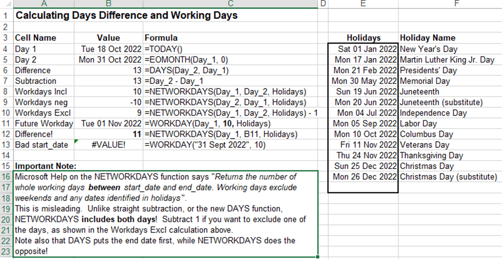 Get Work Days With Networkdays And Workday Excel For Engineers 0041