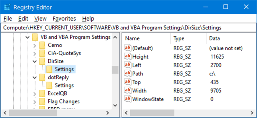 How To Store Program Settings In The Registry From Excel Visual Basic Excel For Engineers